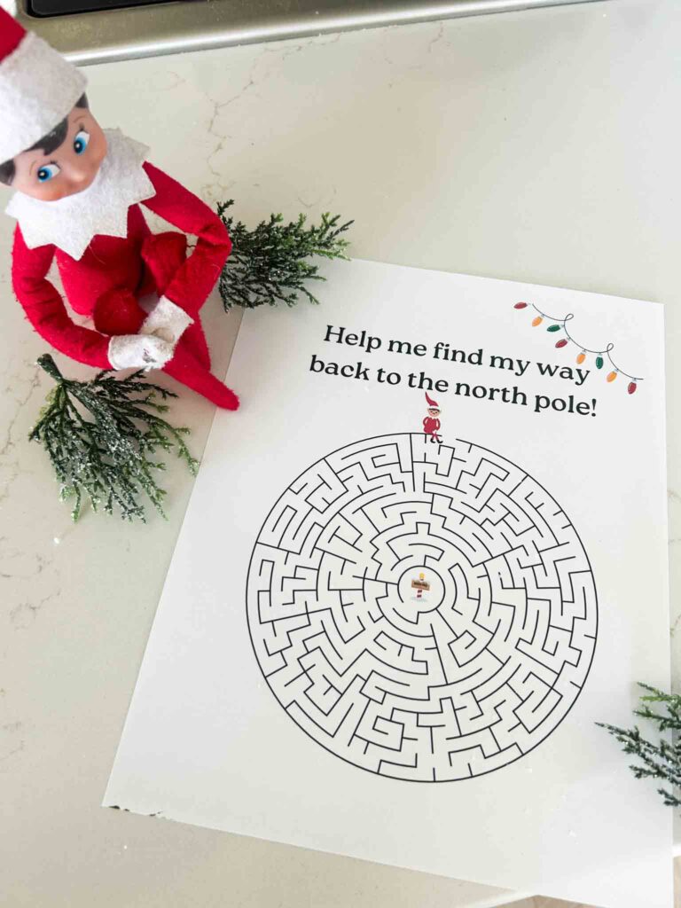 Elf on the Shelf Free Printable Maze (Fun Christmas Activity for Kids ...