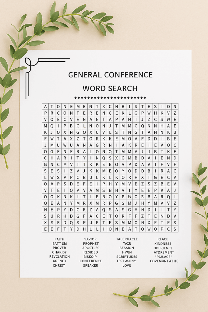 Free General Conference Printable Word Search (LDS Activity ...